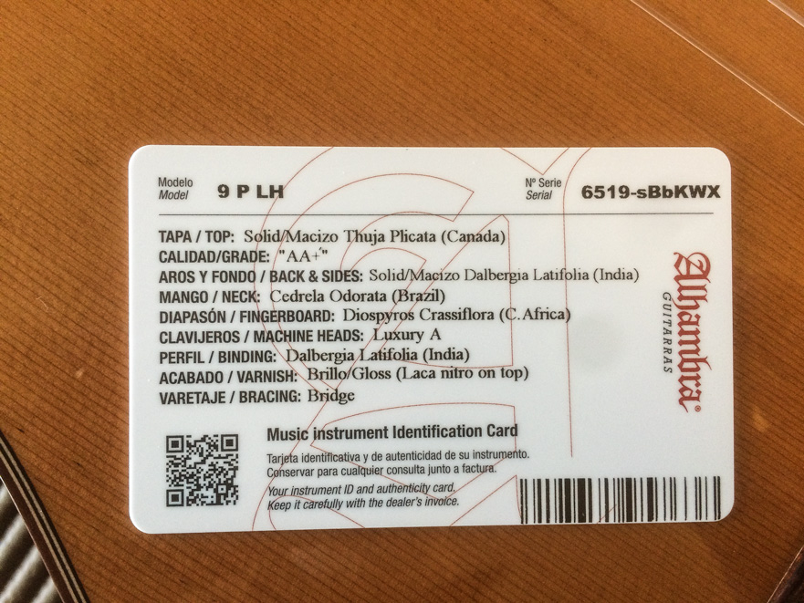 An ID Card for your Alhambra guitar – Guitar From Spain